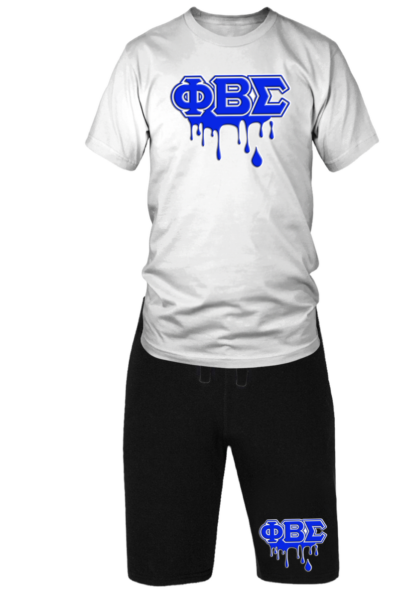 Phi Beta Sigma DRIP Shorts / T-Shirt Set – Black Collection Apparel
