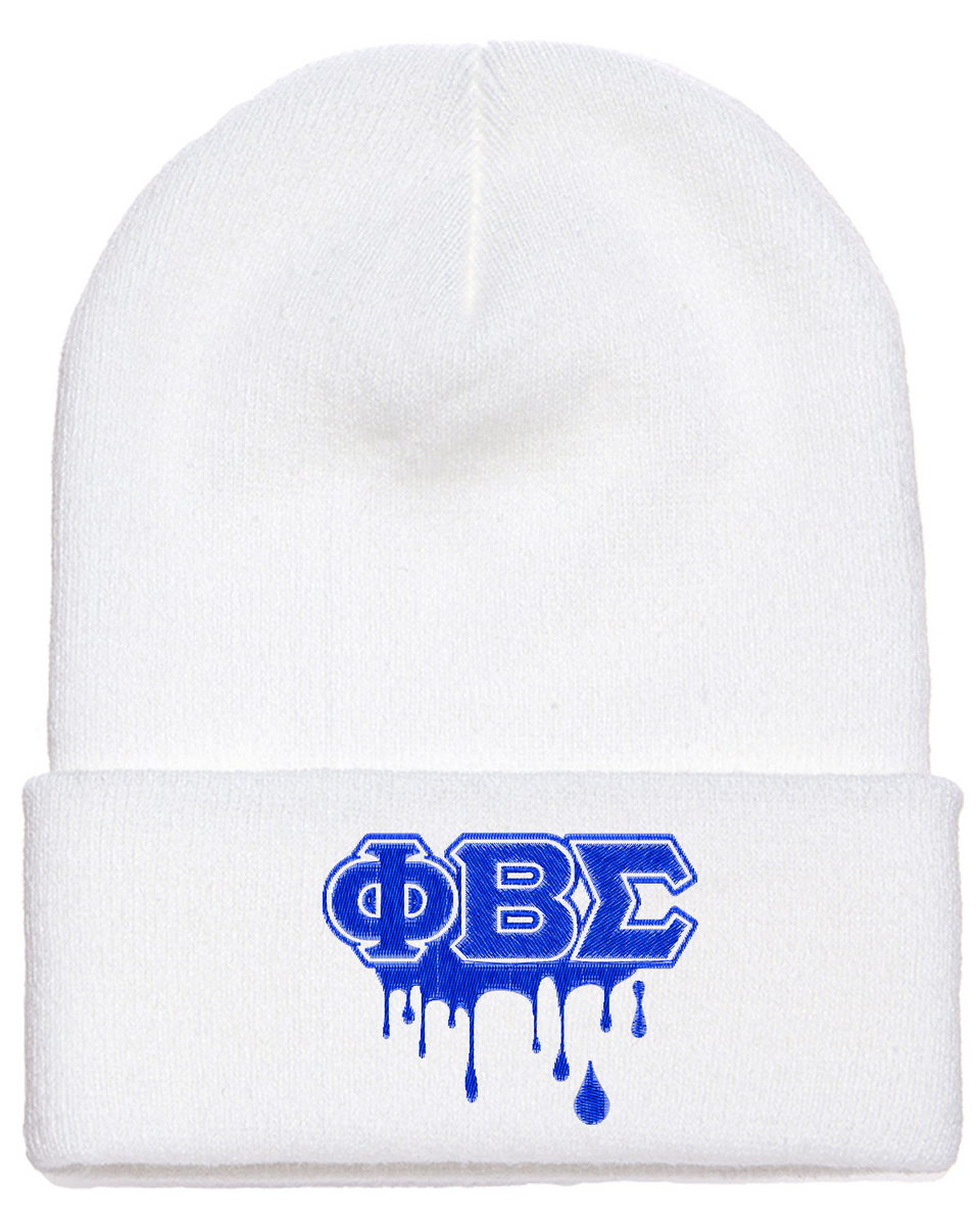 Phi Beta Sigma Drip Beanie (White) – Black Collection Apparel