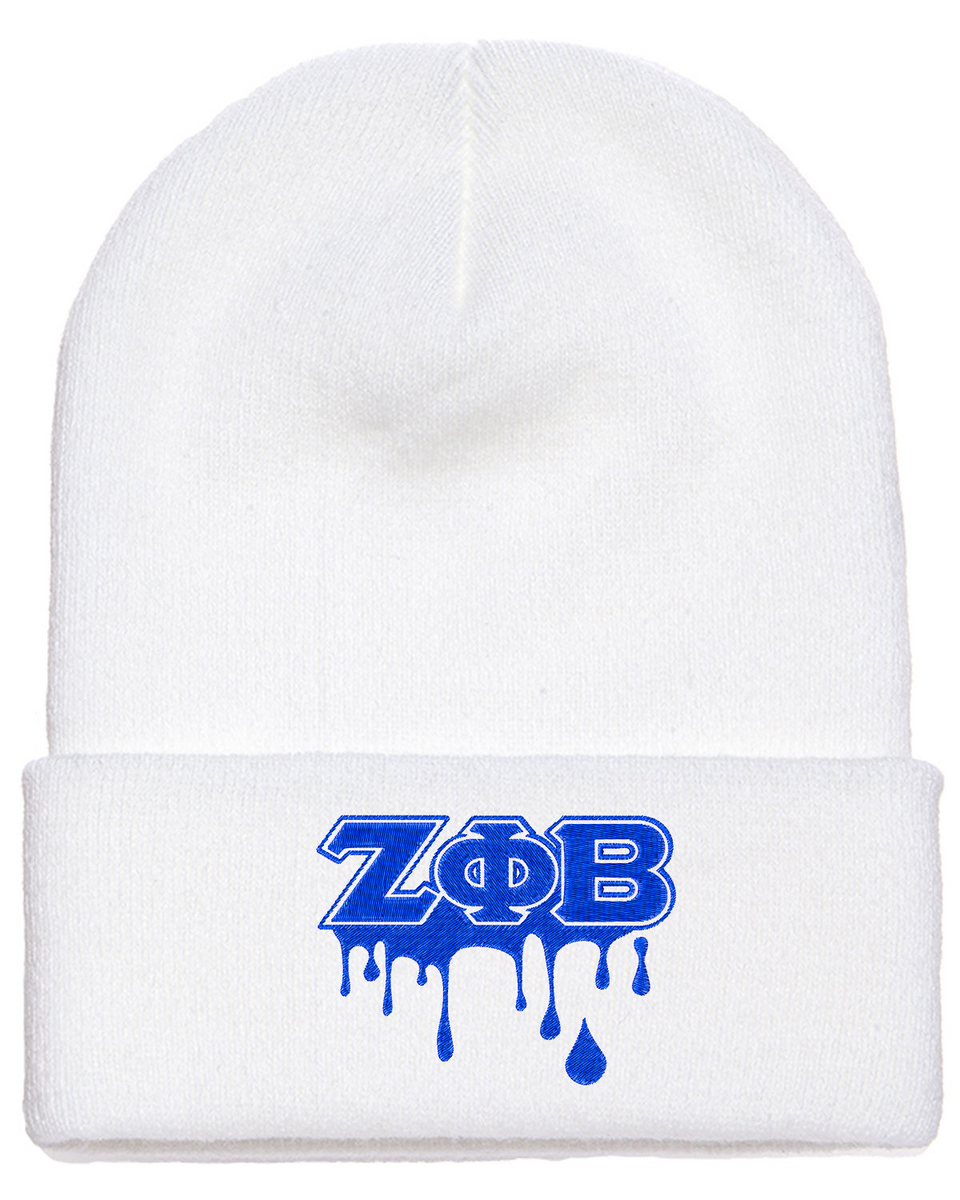 Zeta Phi Beta Drip Beanie (White) – Black Collection Apparel