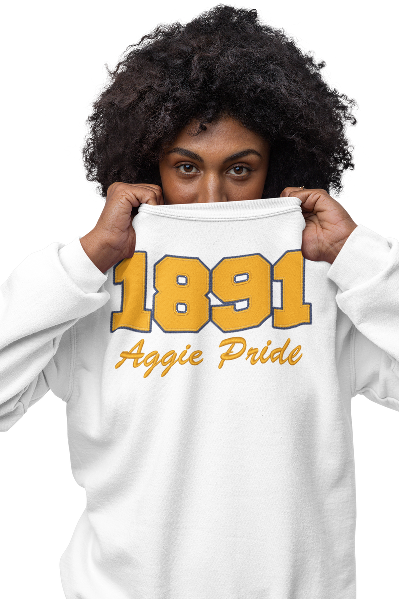 North Carolina A&T 1891 Aggie Pride Embroidered Sweatshirt White ...