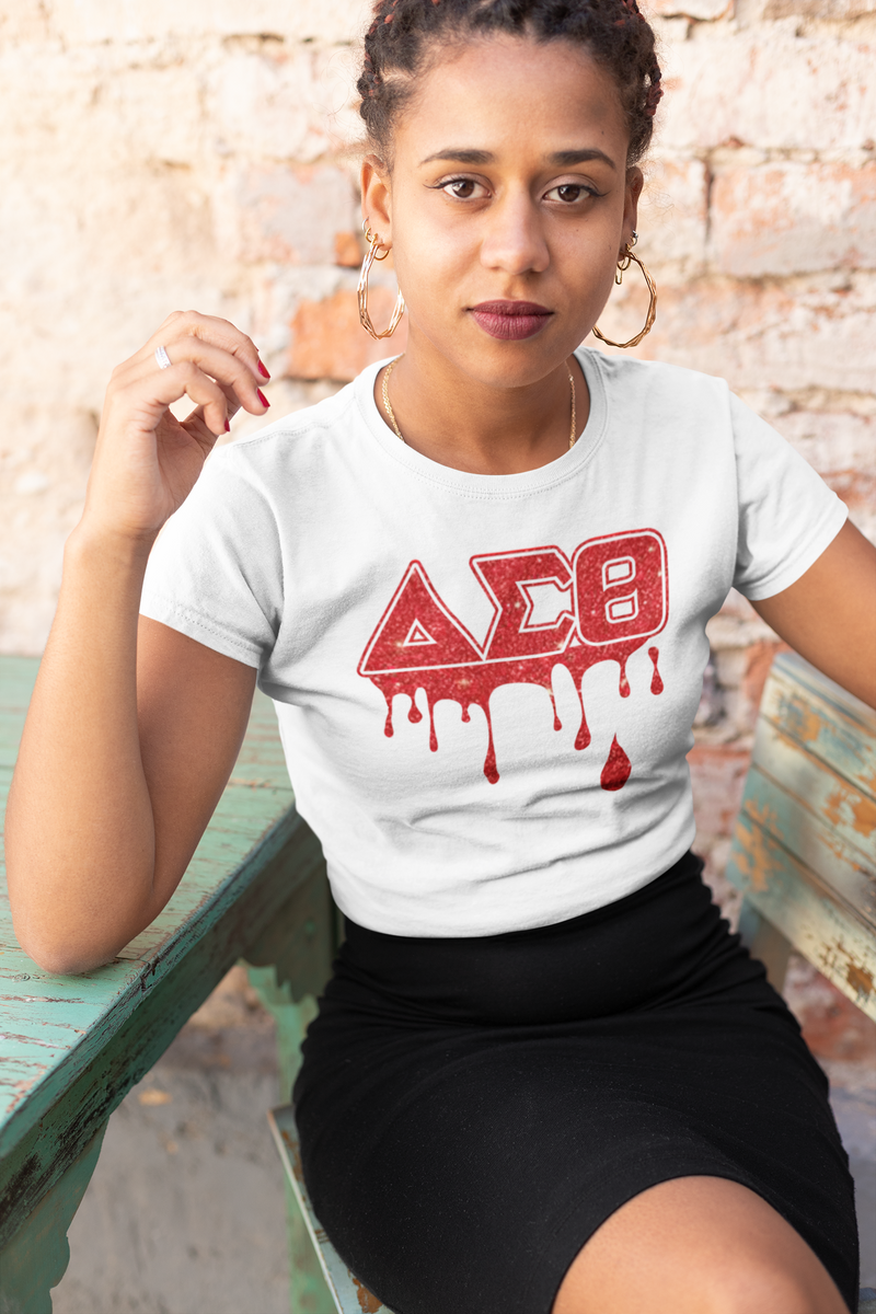Delta Sigma Theta Glitter Drip T-Shirts – Black Collection Apparel